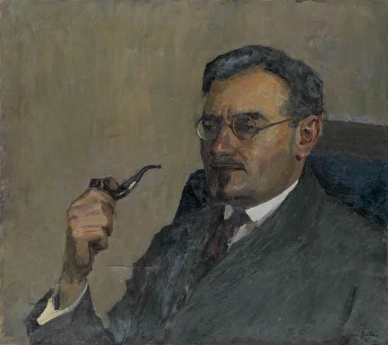 Igor Emanuilovich Grabar | Portrait of a Man with a Pipe (1924) | MutualArt