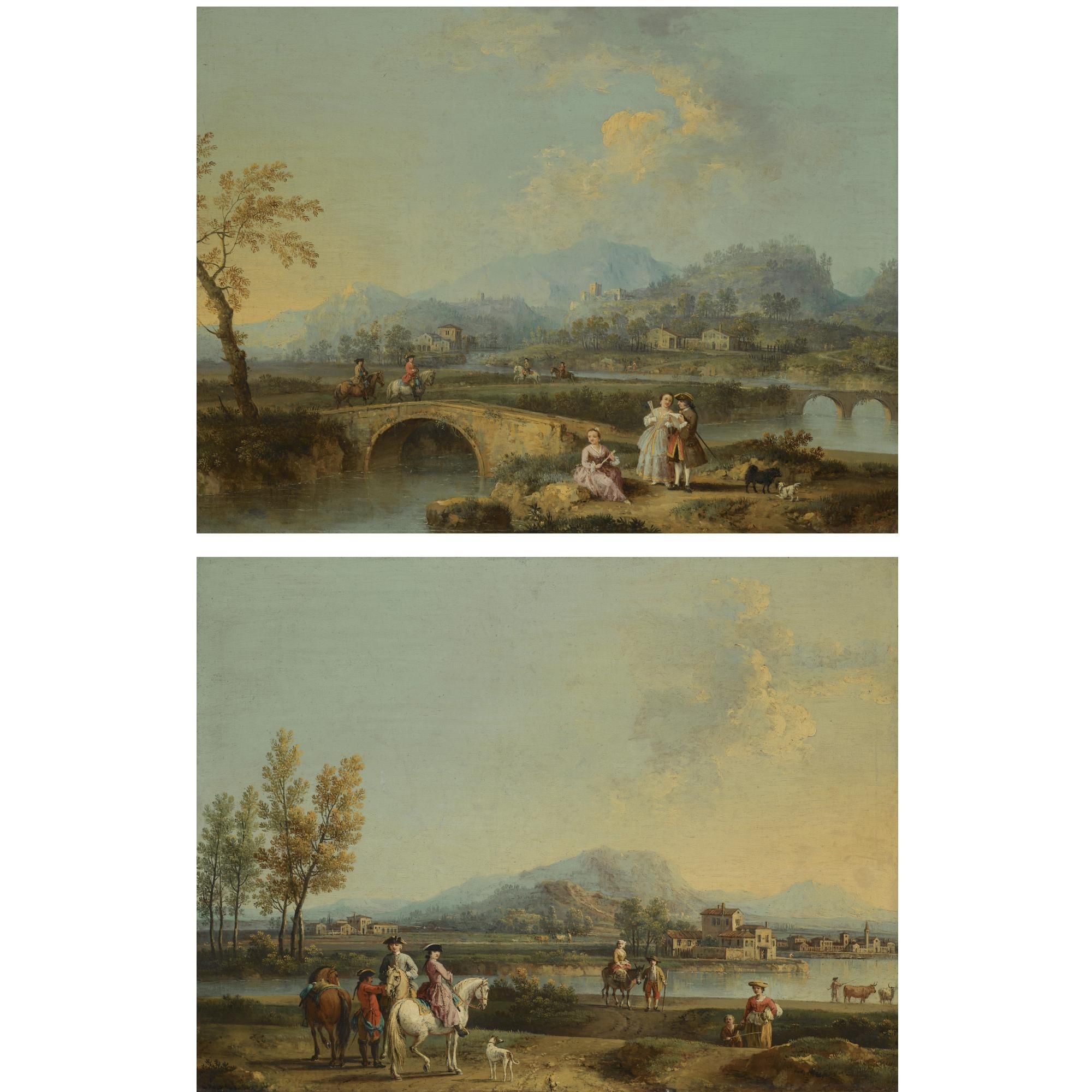 Giovanni Battista Cimaroli | An italianate landscape with elegant ...