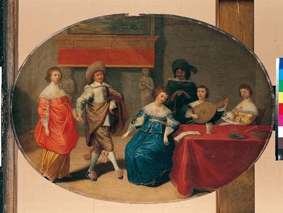 Laurentius de Neter | AN INTERIOR WITH ELEGANT FIGURES PLAYING MUSIC ...