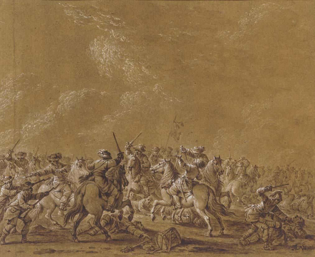 German School, 17th Century | BATTLE SCENE WITH CAVALRY AND FOOT ...