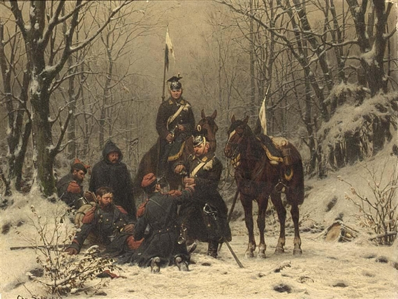 Christian Sell | PRUSSIAN SOLDIERS RESTING IN A WINTER LANDSCAPE ...
