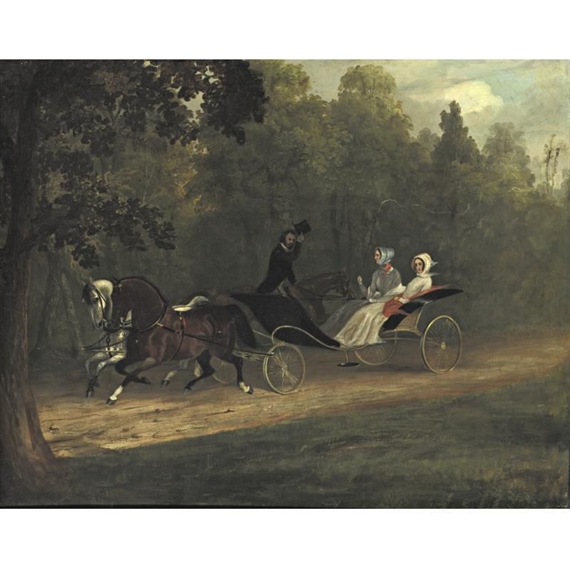 Unknown | CIRCA 1880 LADIES IN A CARRIAGE SALUTED BY A GENTLEMAN ...