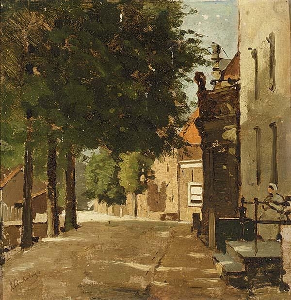 Johannes Christiaan Karel Klinkenberg | A SUNLIT STREET IN A DUTCH TOWN ...