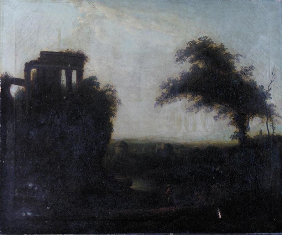 John Rathbone | ITALIANATE LANDSCAPE WITH A TEMPLE | MutualArt