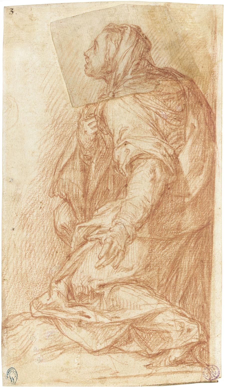 Camillo Procaccini | STUDY OF A KNEELING WOMAN, IN PROFILE TO THE LEFT ...