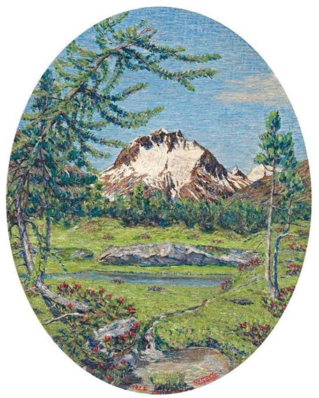 Gottardo Segantini | ENGADINER SOMMERLANDSCHAFT, 1922 SUMMER LANDSCAPE ...