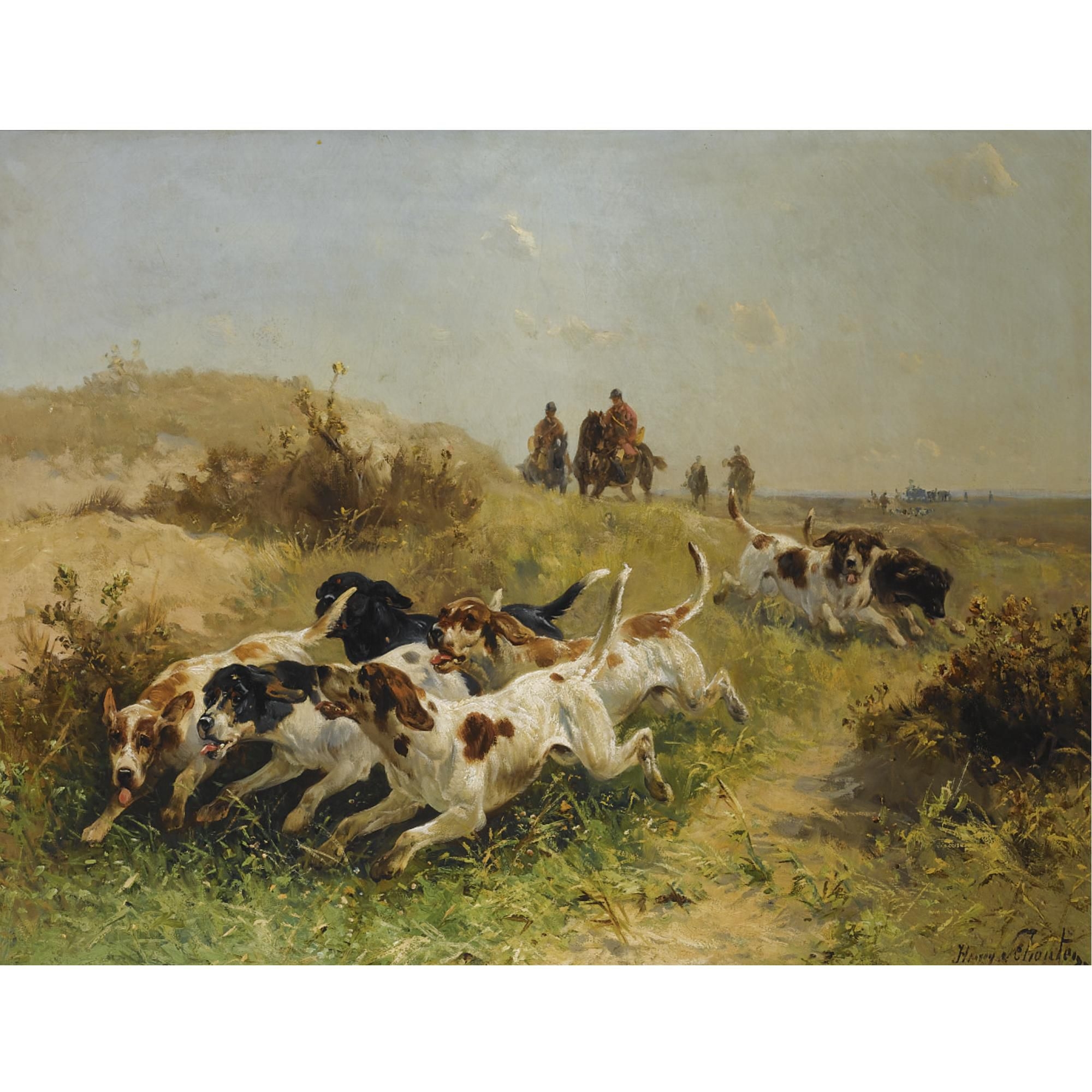 Henry Schouten | a hunting scene, setters on the scent | MutualArt