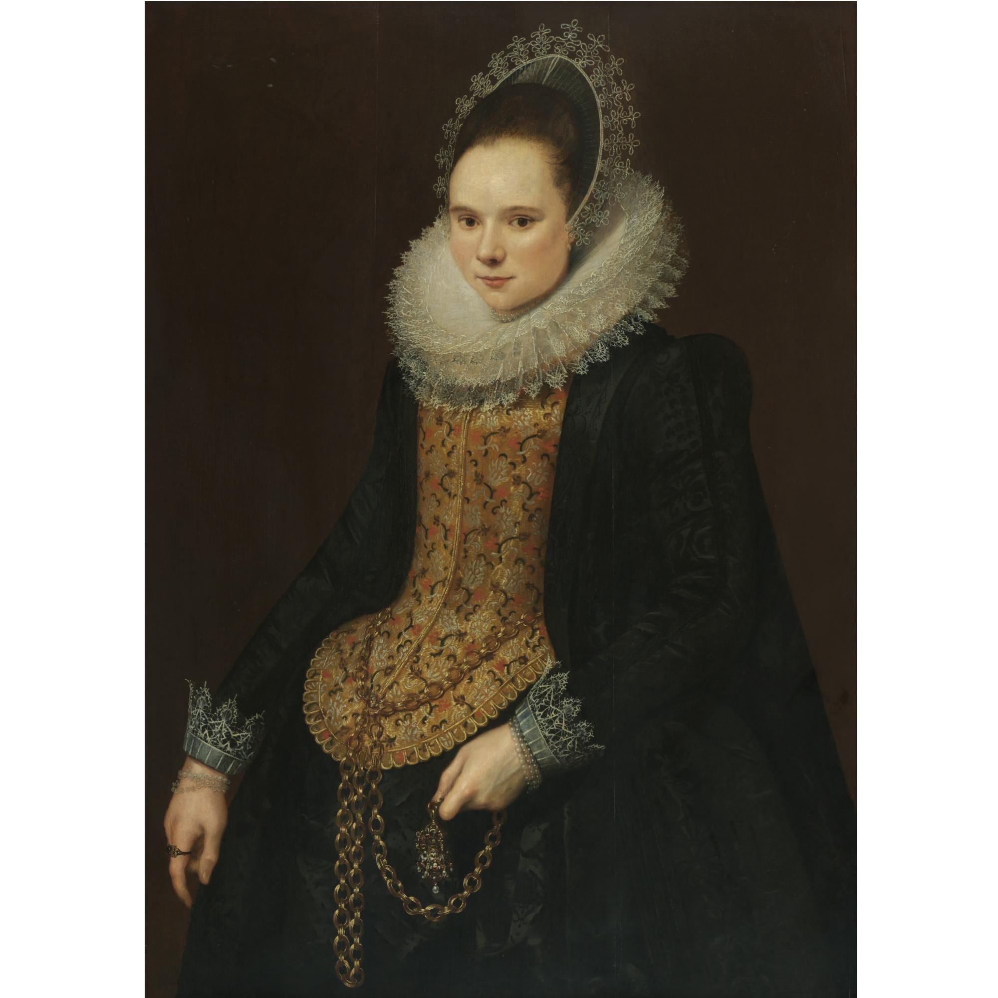 Cornelis van der Voort | Portrait of a lady, three-quarter-length, in a ...