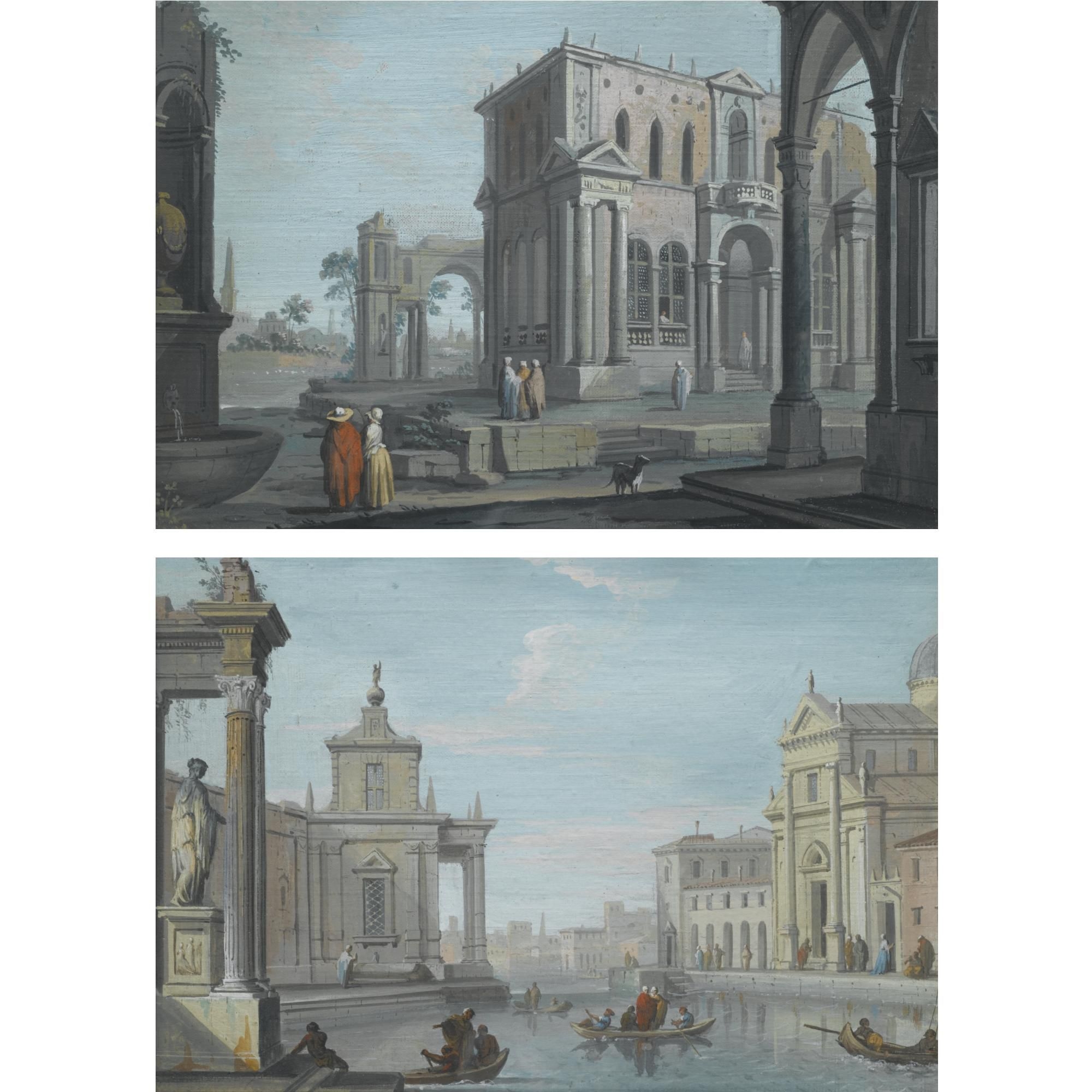Venetian School, 18th Century | A pair of capricci views of Venice ...