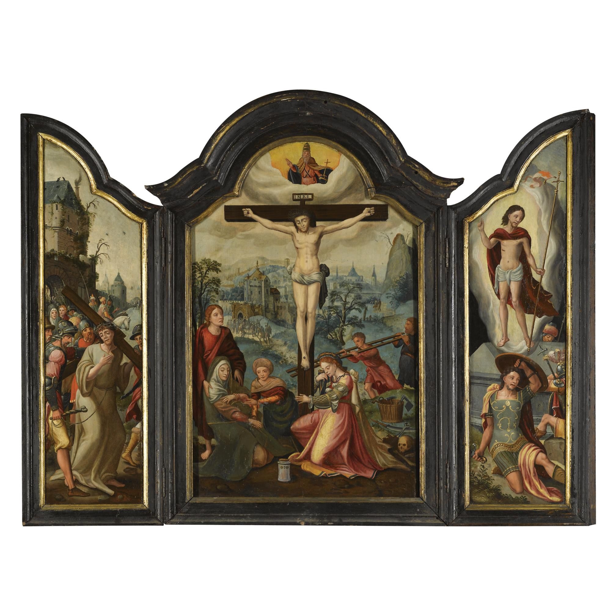 Jan Mertens the Younger | a triptych of the passion of christ central panel: the crucifixion ...