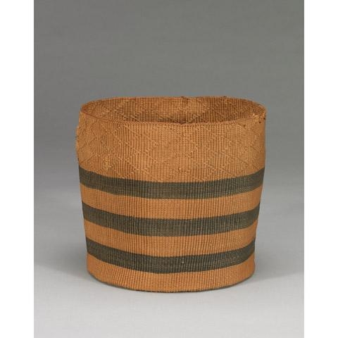 Isabella Edenshaw | WOVEN CEDAR HAIDA BASKET, with striped decoration ...