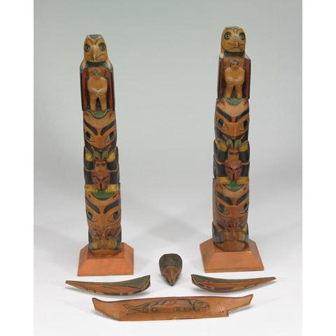 Frederick Alexcee | A PAIR OF TOTEM POLES, SIMPSON B.C. (6 pieces ...