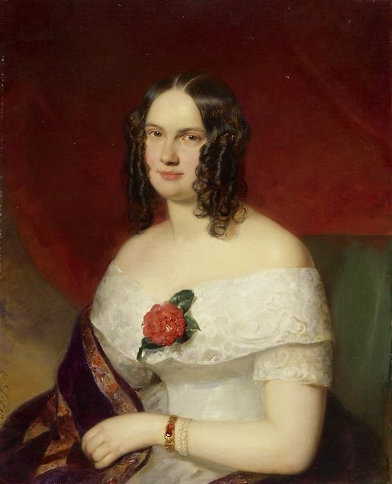 Georg Decker | Dame mit einer Kamelie am Dekolleté | MutualArt