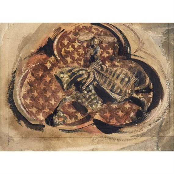 Eugène Delacroix | ARCHITECTURAL TREFOIL WITH A KNIGHT | MutualArt