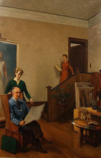 Edward Halliday | The artist pictured with his daughter and secretary ...