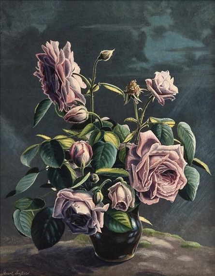 Stuart Maxwell Armfield | Pink Roses in Earthenware Vase | MutualArt