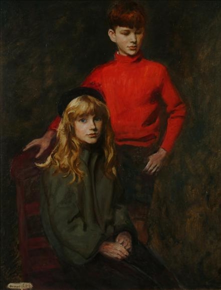 Norman Hepple | Portrait of a brother and sister | MutualArt