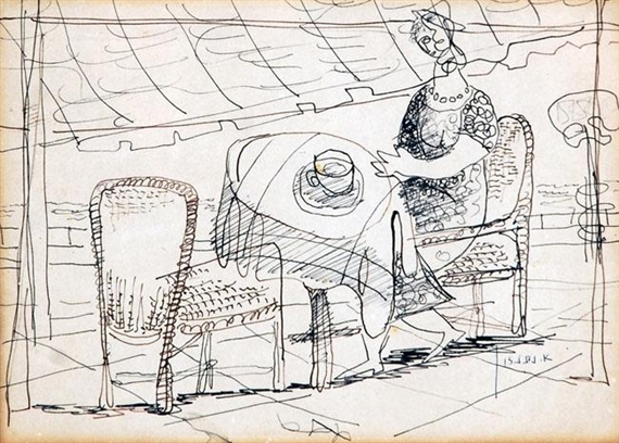 Avraham Naton | At the Café | MutualArt