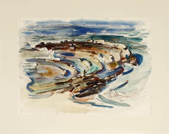 Clarence Hinkle | Coastal view with swirling waves | MutualArt