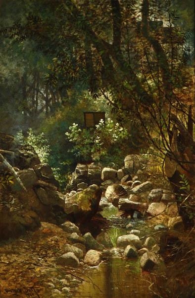 Edwin Deakin | Out-Door Study on Strawberry Creek, Berkeley, forest ...