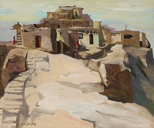 John Christopher Smith | Pueblo scene, believed to be Acoma Pueblo ...
