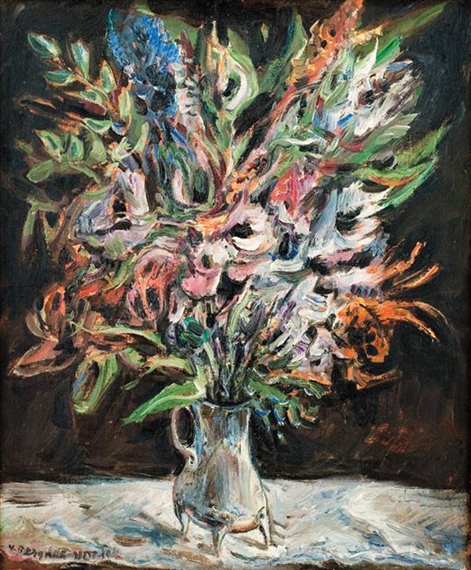 Yosl Bergner | Flowers in vase (1980) | MutualArt