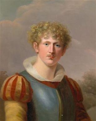 Józef Grassi | Portrait of a young man with blond curled hair in ...