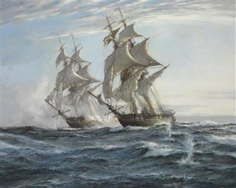 Montague Dawson | Two Clippers - Nocturne | MutualArt