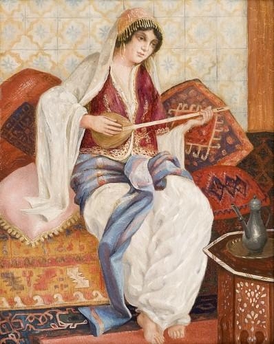 Unknown | Joueuse de cythare dans un intérieur ottoman | MutualArt