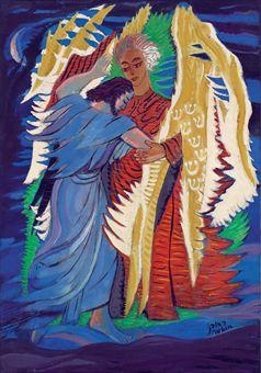 Reuven Rubin | Jacob and the Angel (1970) | MutualArt