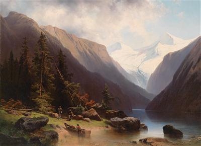 Josef Holzer | View of the Dachstein with decorative figures | MutualArt