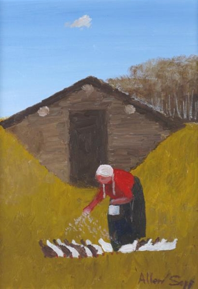 Allen Sapp | FEEDING THE CHICKENS | MutualArt