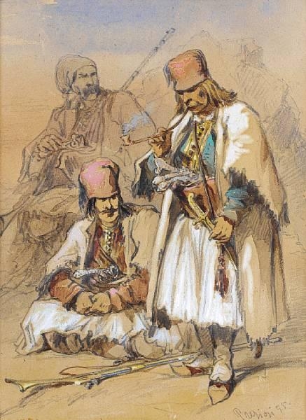 Amadeo Preziosi | Men in Arvanite costume (1855) | MutualArt
