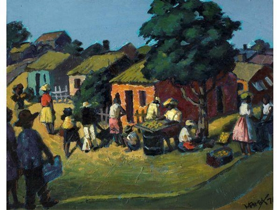 George Pemba | A Busy Street Scene | MutualArt