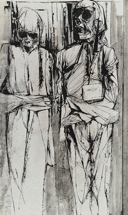 Nigel Lambourne | Seated Figures in Nightdress (1977) | MutualArt