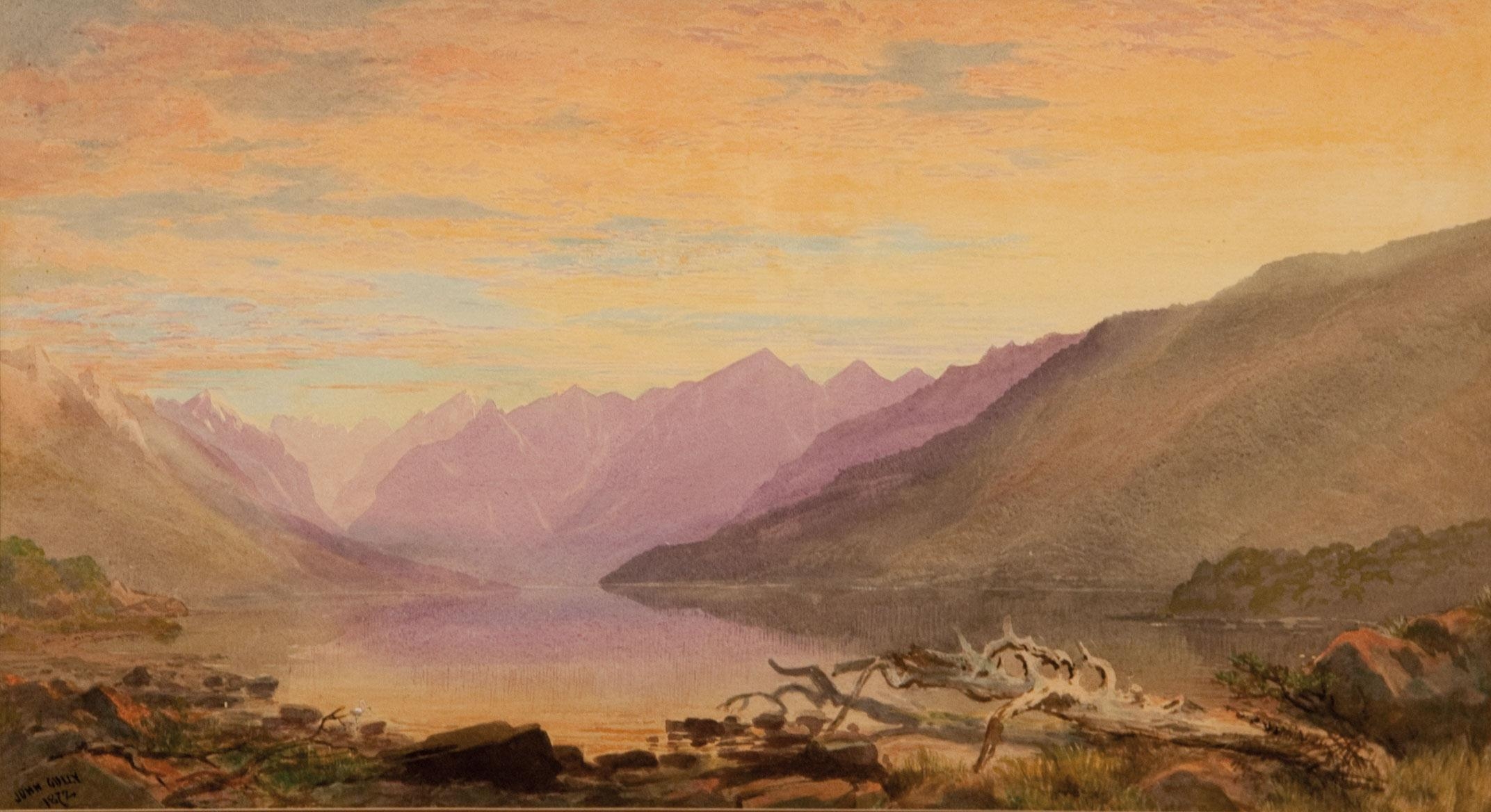 John Gully | Lake and Mountain Landscape (1872) | MutualArt