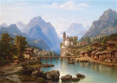 Henry Jaeckel | Landscape rich in decorative figures | MutualArt