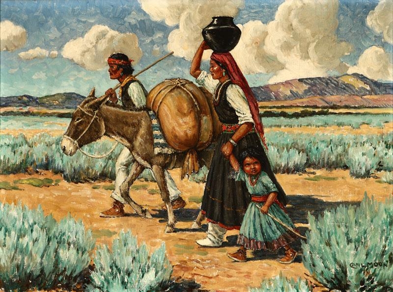 Carl Moon | Early Morning, Santa Clara Indians, Indian Family with ...