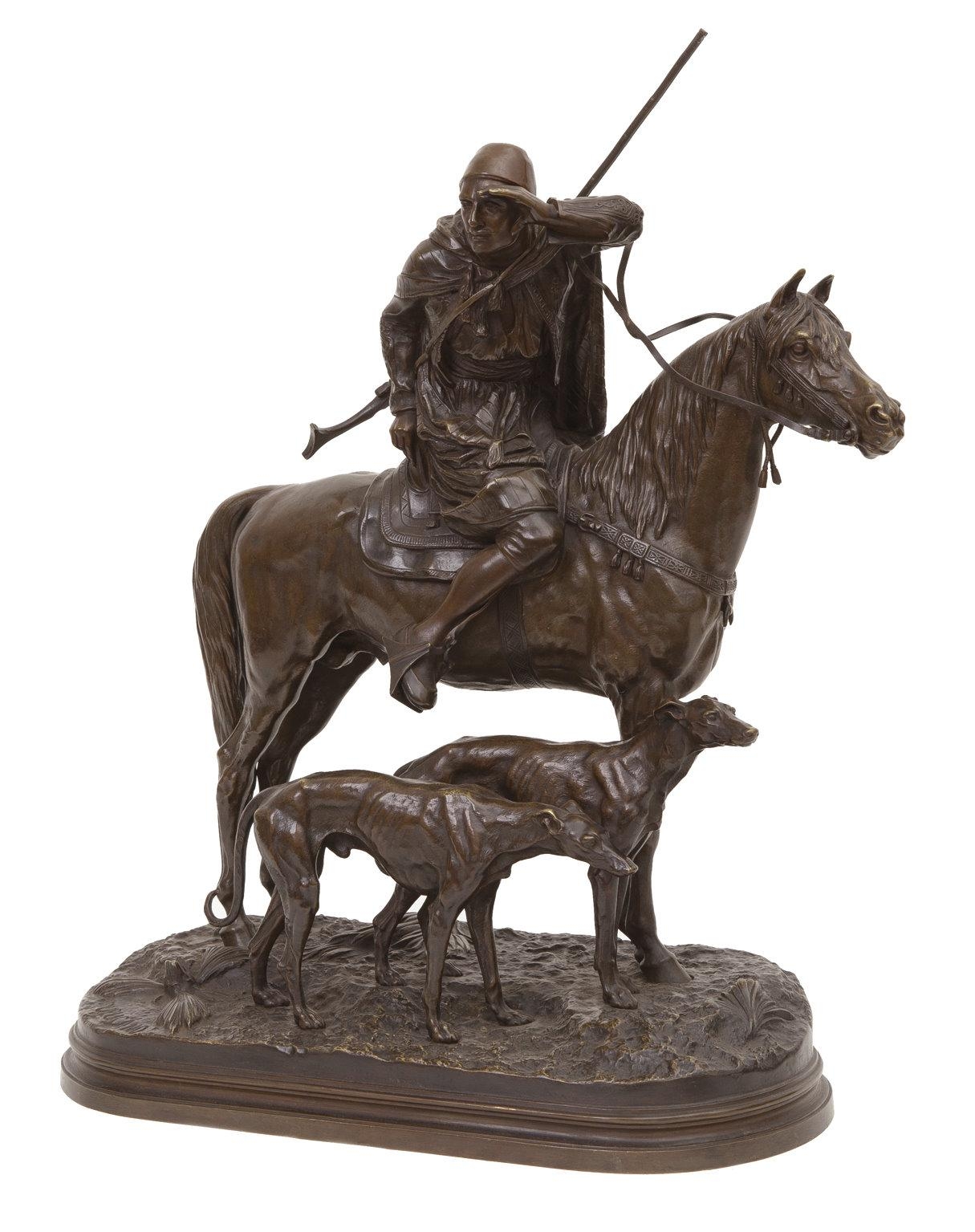 Alfred Dubucand | CAVALIER ARABE ET DEUX LÉVRIERS | MutualArt