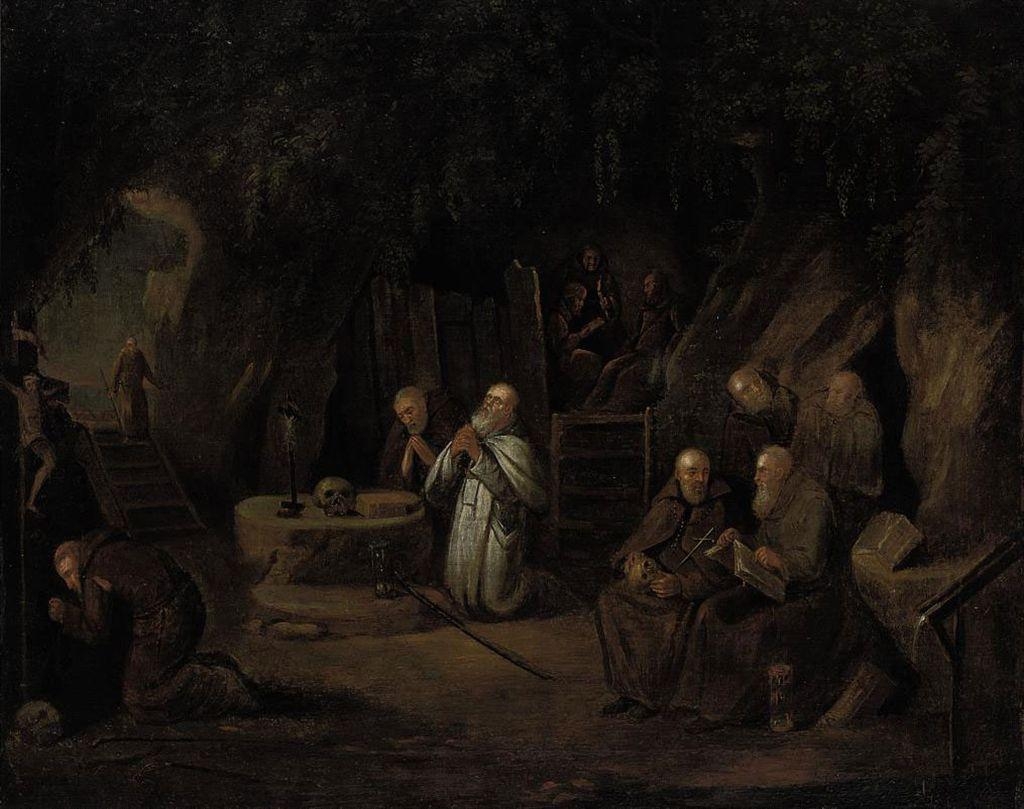 Egbert Van Heemskerck the Younger | Hermit monks in a grotto | MutualArt
