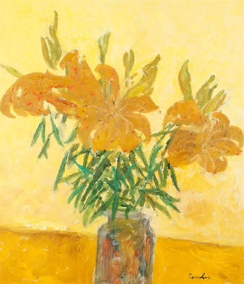 Christopher Sanders | Lilies on a yellow ground | MutualArt