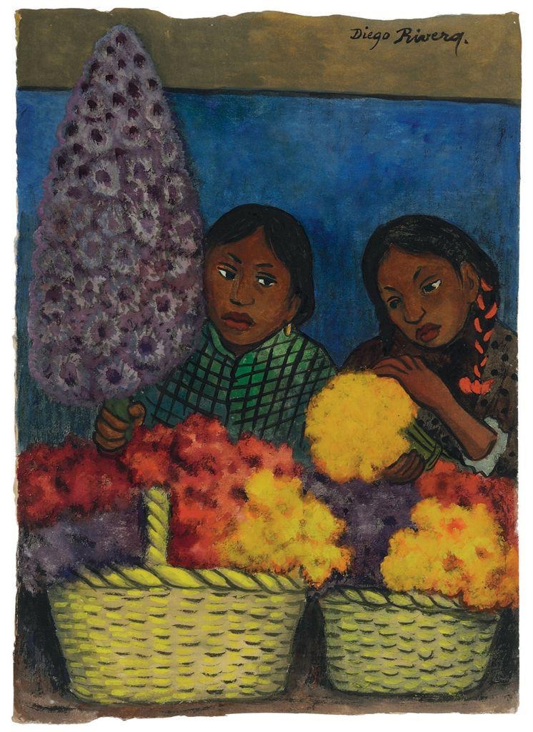 Diego Rivera | Untitled (Two Girls with Flowers) | MutualArt