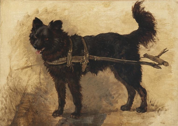 Henriette Ronner-Knip | A dog cart drawn by a black Dutch decoy dog ...