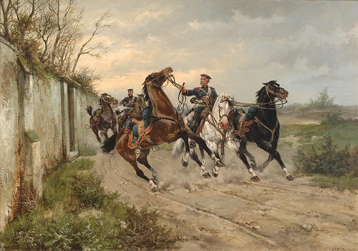 Hermanus Willem Koekkoek | Russian Cavalry and Infantry Escorting ...