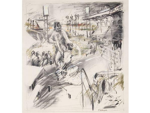William Kentridge | Highveld Landscape with Stadium | MutualArt