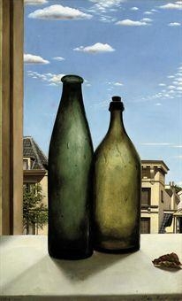 Pyke Koch | Stilleven met twee flessen: bottles in an open window (1933 ...