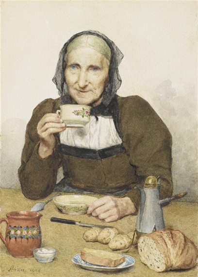 Albert Anker | A simple meal (1909) | MutualArt