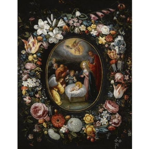 Frans Francken III | The nativity encircled by a garland of roses ...