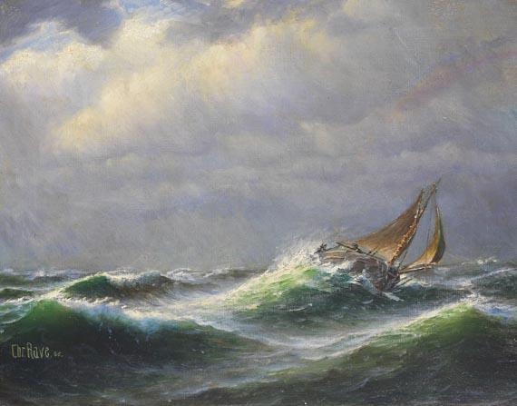 Christopher Rave | Segelboot auf stürmischer See (1905) | MutualArt