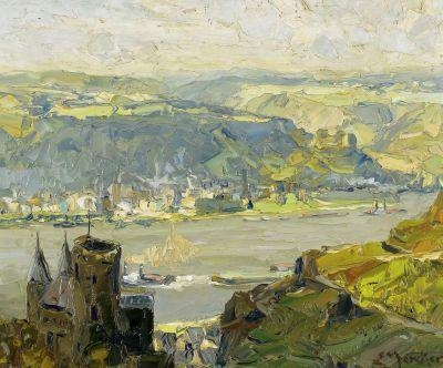Erich Mercker | The Rhine valley and the Katz castle | MutualArt